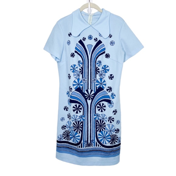 Vintage | Dresses | Vintage 6s 70s Mod Dress Blue Pinwheel Design Color ...